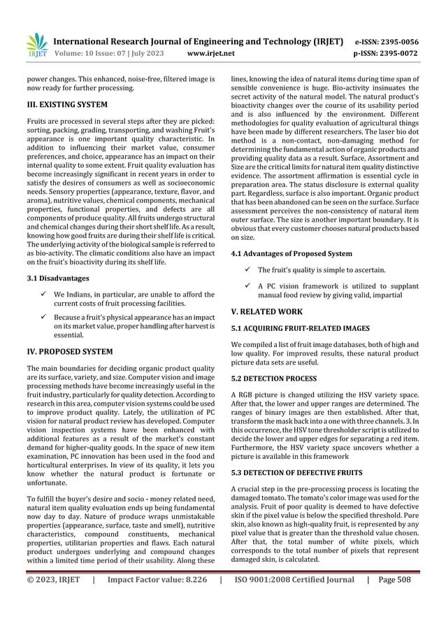 AN IMAGE PROCESSING APPROACHES ON FRUIT DEFECT DETECTION USING OPENCV | PDF