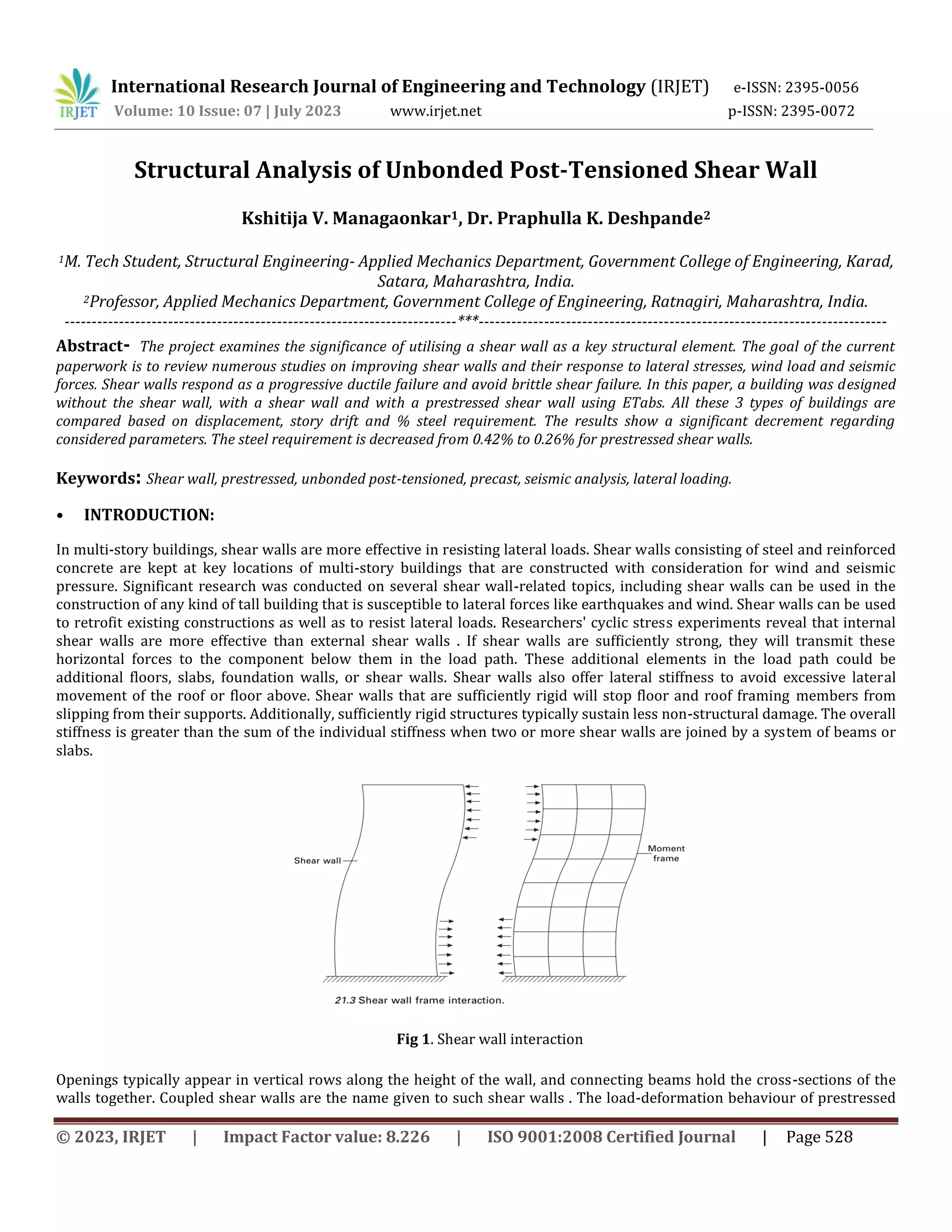 Structural Analysis of Unbonded Post-Tensioned Shear Wall | PDF