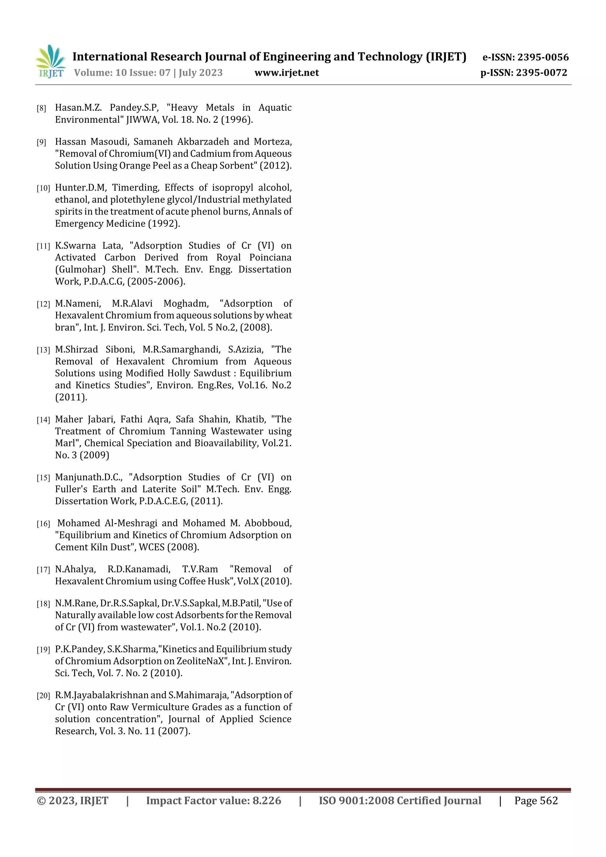 Removal Of Hexavalent Chromium By Adsorption Using Low Cost Adsorbents And Activated Carbon Pdf