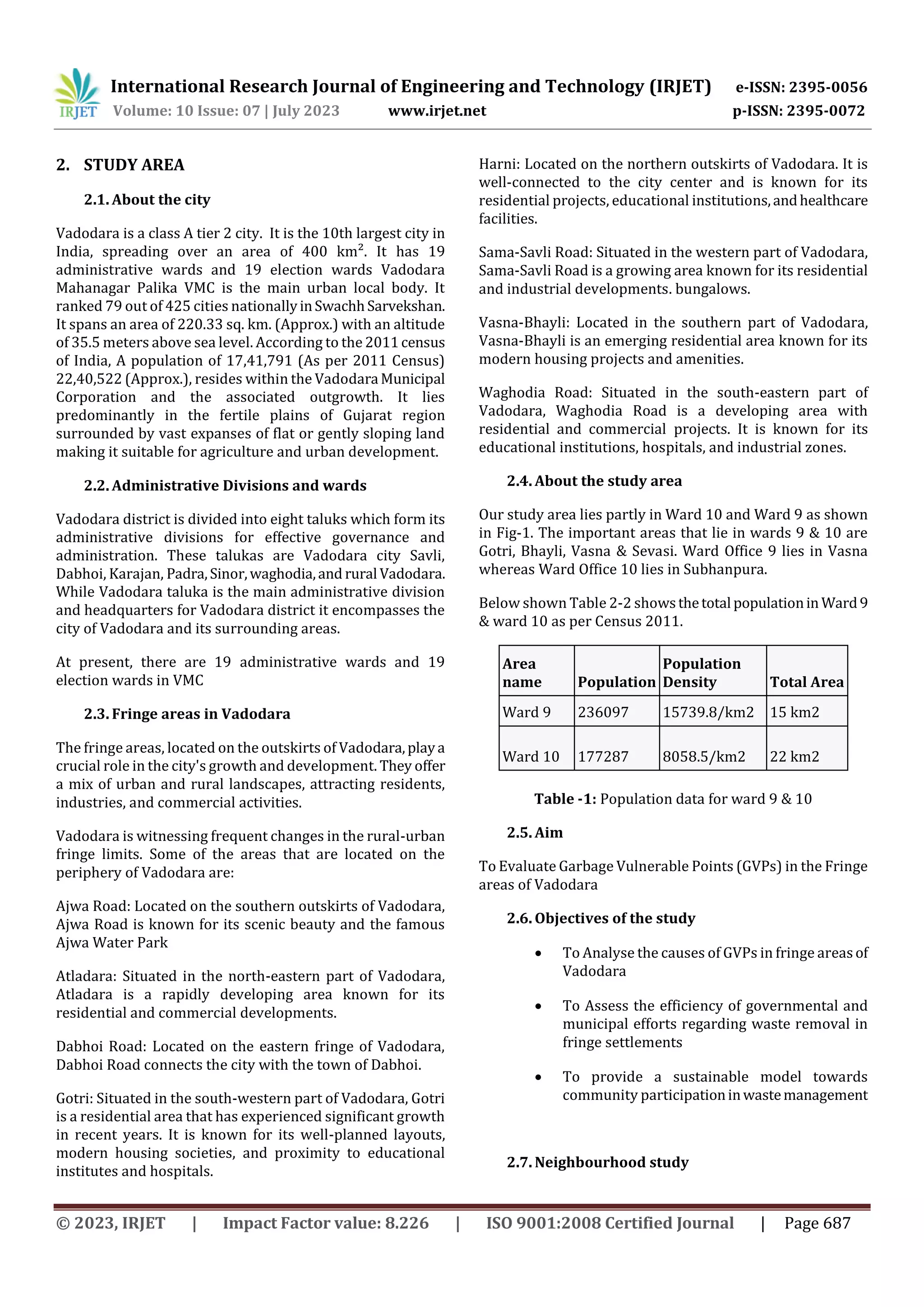 Evaluating Garbage Vulnerable Points (GVPs) in fringe areas of Vadodara ...