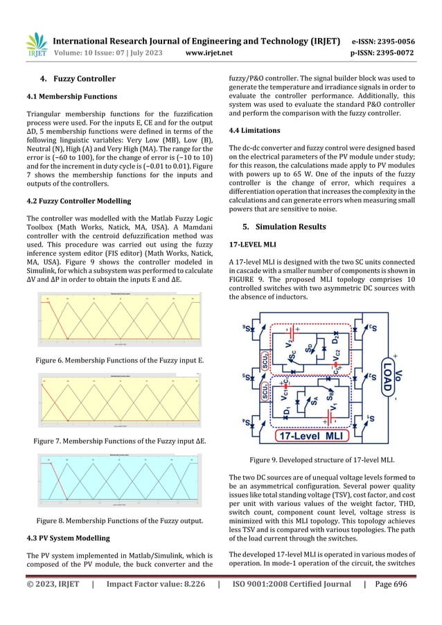 FUZZY LOGIC CONTROLLER BASED MPPT METHODS FOR THE MULTILEVEL INVERTERS TO THE ELECTRIC VEHICLES ...