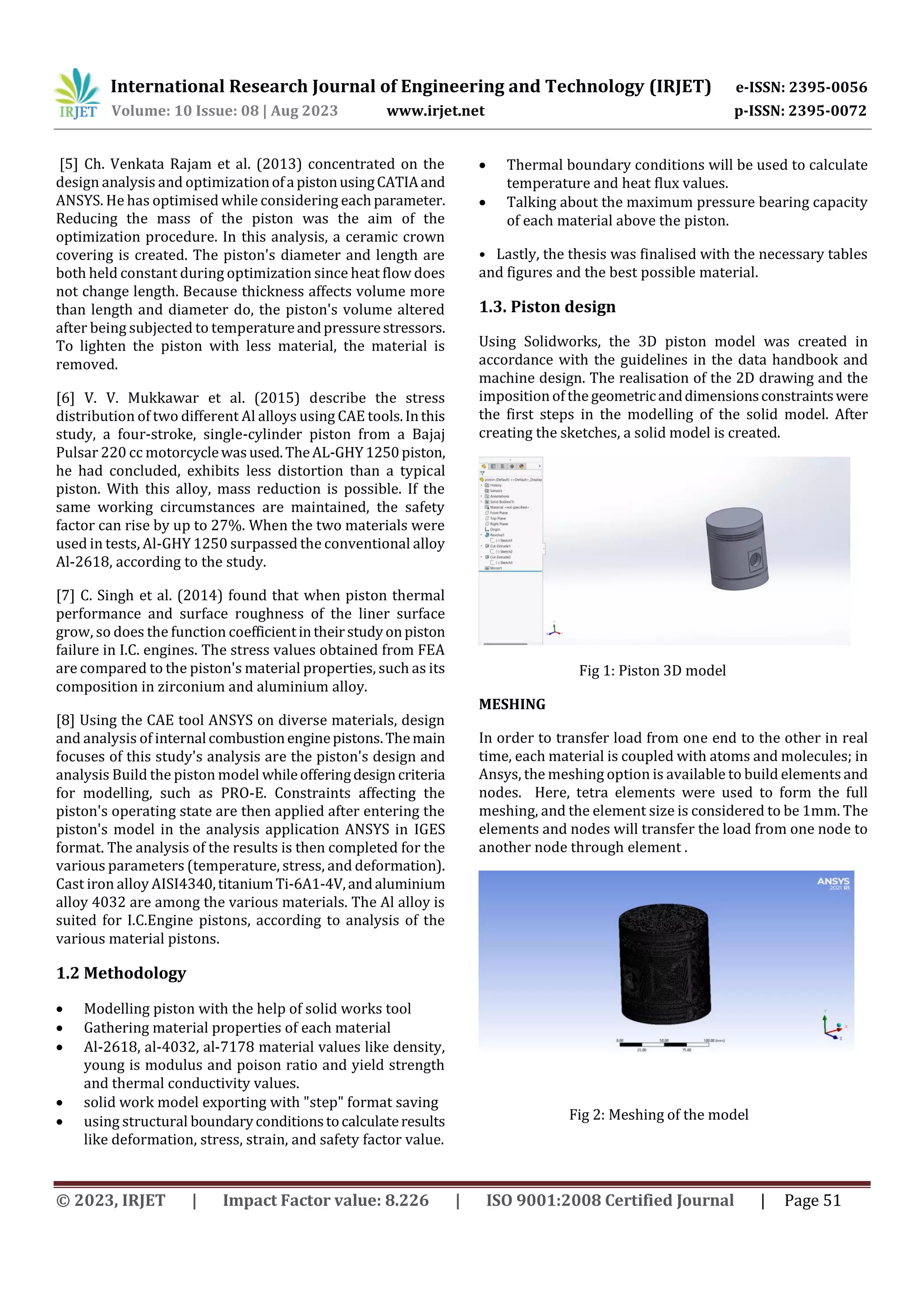 DESIGN AND ANALYSIS OF PISTON USING VARIOUS MATERIALS | PDF