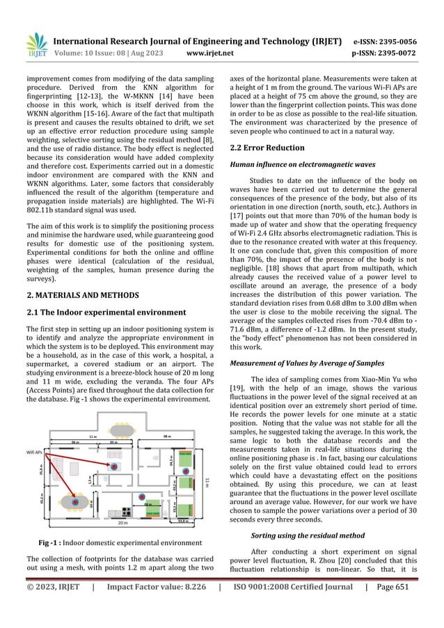 Lightweight Indoor Positioning In A Real Environment Based On Wifi