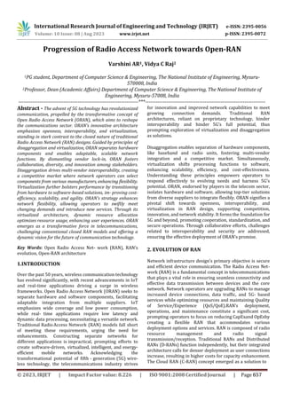 Progression of Radio Access Network towards Open-RAN | PDF