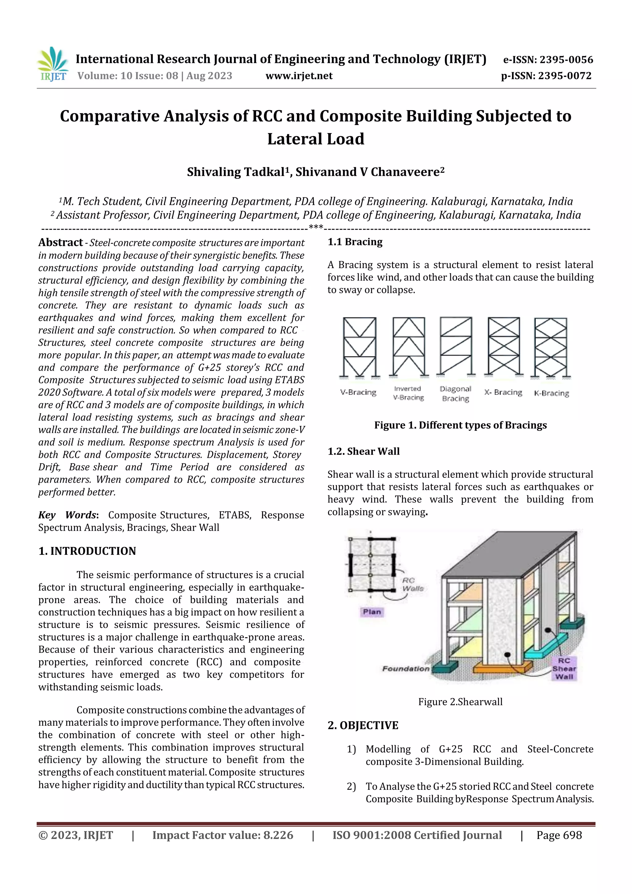 Comparative Analysis of RCC and Composite Building Subjected to Lateral Load | PDF