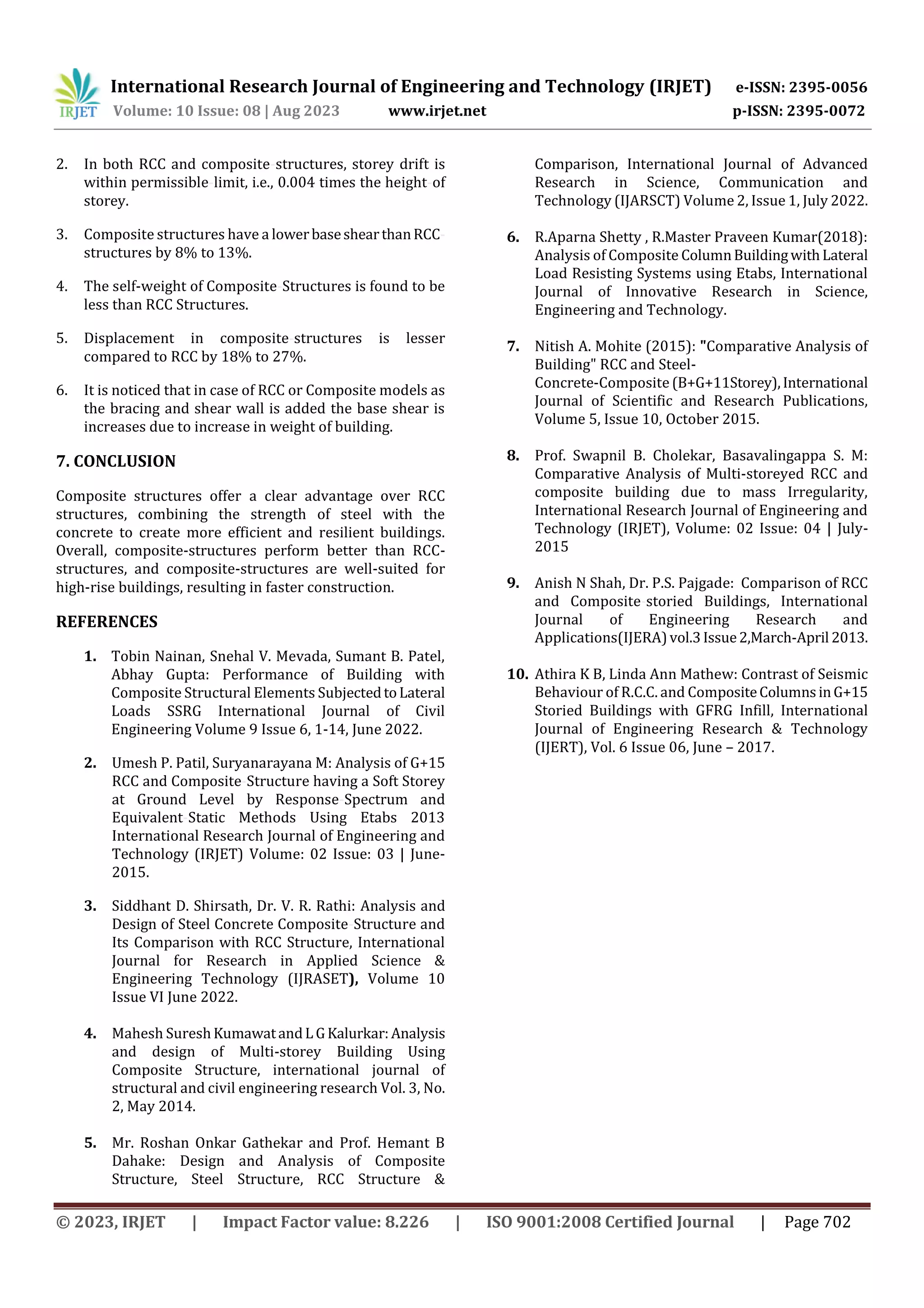 Comparative Analysis of RCC and Composite Building Subjected to Lateral Load | PDF