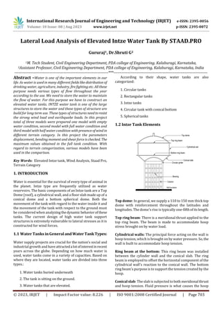 Lateral Load Analysis of Elevated Intze Water Tank By STAAD.PRO