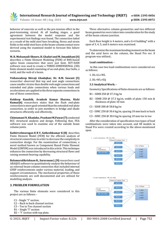 BEAM COLUMN JOINT ANALYSIS FOR VARIOUS LOADING USING FINITE ELEMENT METHOD FOR STEEL STRUCTURE ...