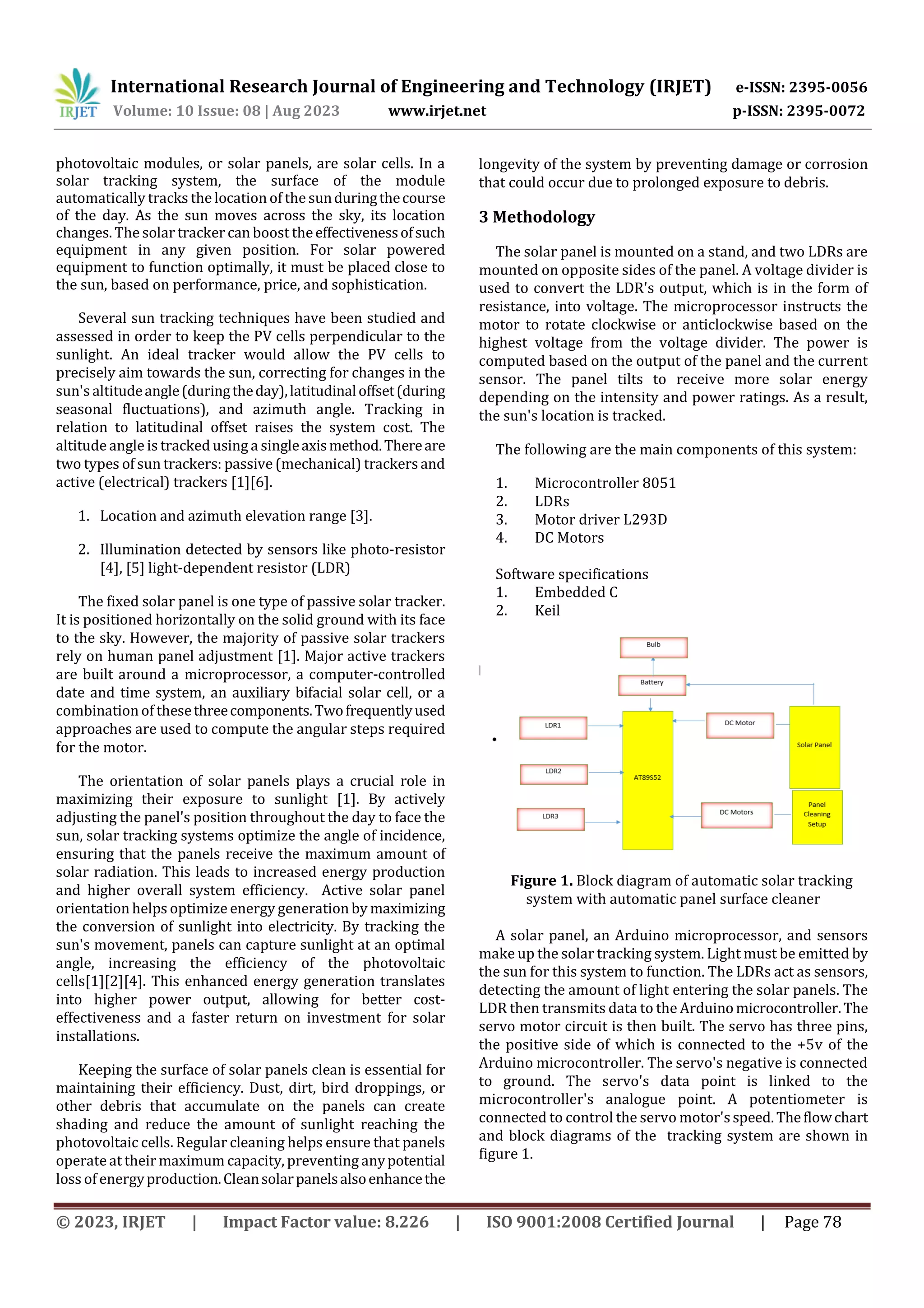 An investigation of an Arduino-based solar tracking system with panel surface cleaning mechanism ...