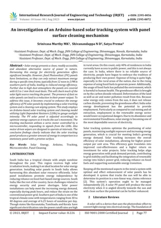 An investigation of an Arduino-based solar tracking system with panel ...