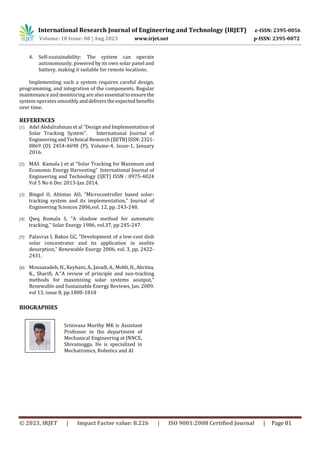 An investigation of an Arduino-based solar tracking system with panel ...