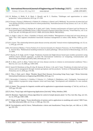 Fuzzy Logic Modelling for Disease Severity Prediction in Cotton Crop ...