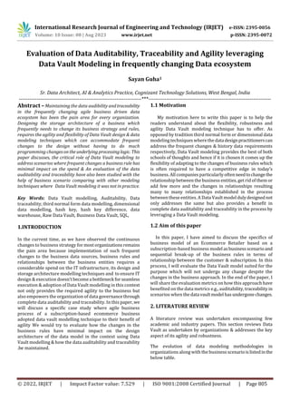 Evaluation of Data Auditability, Traceability and Agility leveraging Data Vault Modeling in ...