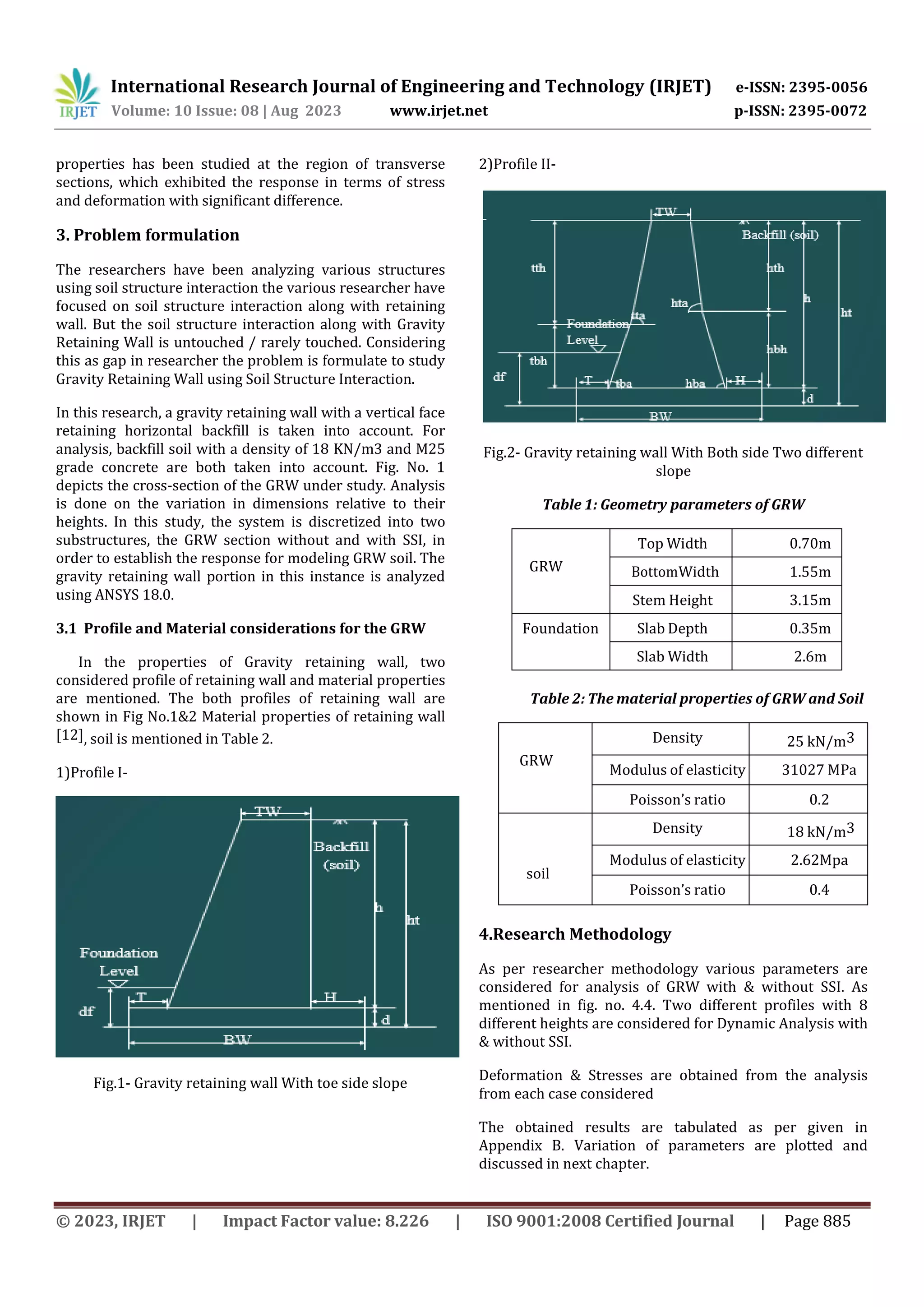 “DYNAMIC ANALYSIS OF GRAVITY RETAINING WALL WITH SOIL STRUCTURE ...