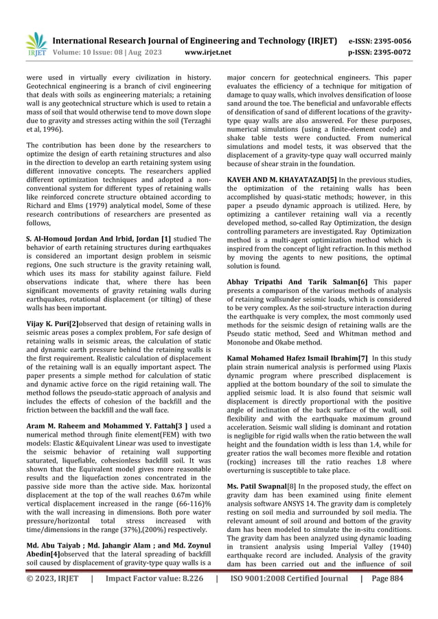 “DYNAMIC ANALYSIS OF GRAVITY RETAINING WALL WITH SOIL STRUCTURE ...