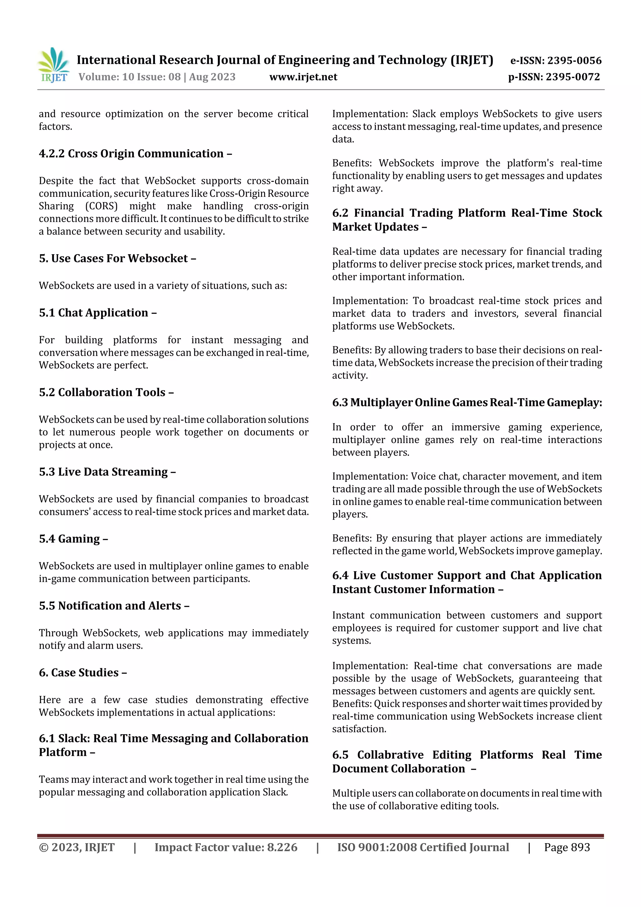 Enhancing Real Time Communication and Efficiency With Websocket | PDF