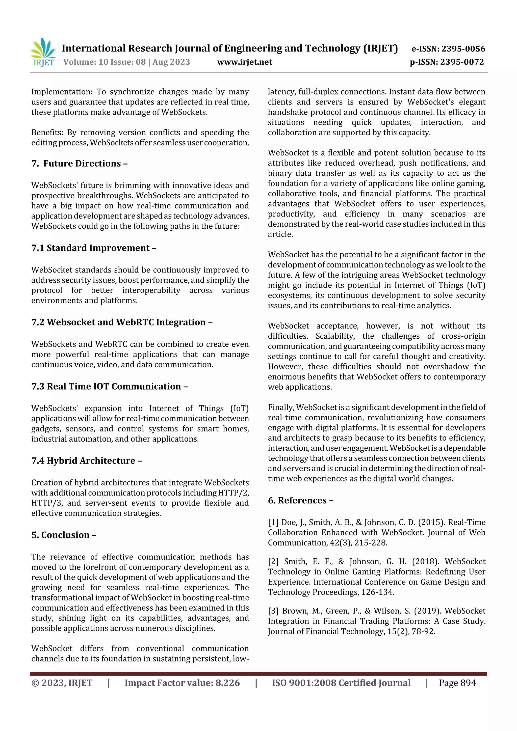Enhancing Real Time Communication and Efficiency With Websocket | PDF