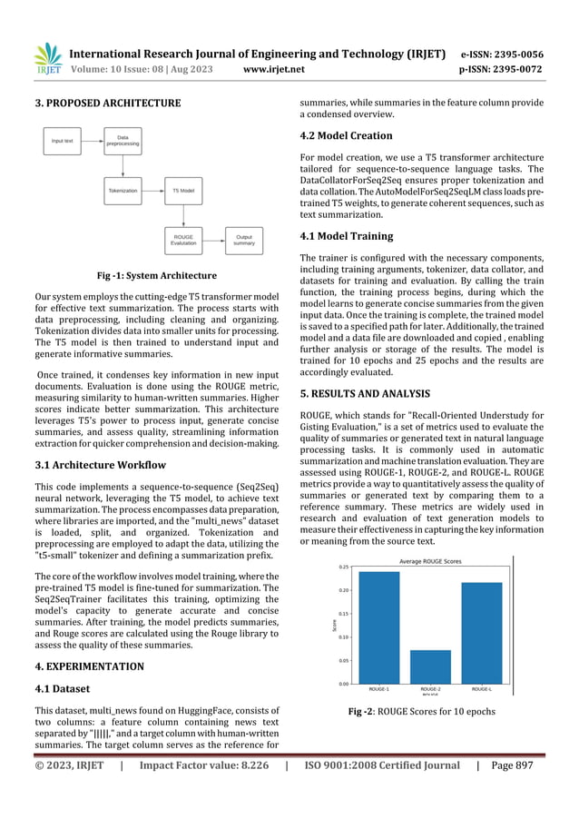 Text Summarization Using the T5 Transformer Model | PDF