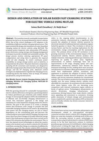 DESIGN AND SIMULATION OF SOLAR BASED FAST CHARGING STATION FOR ELECTRIC ...