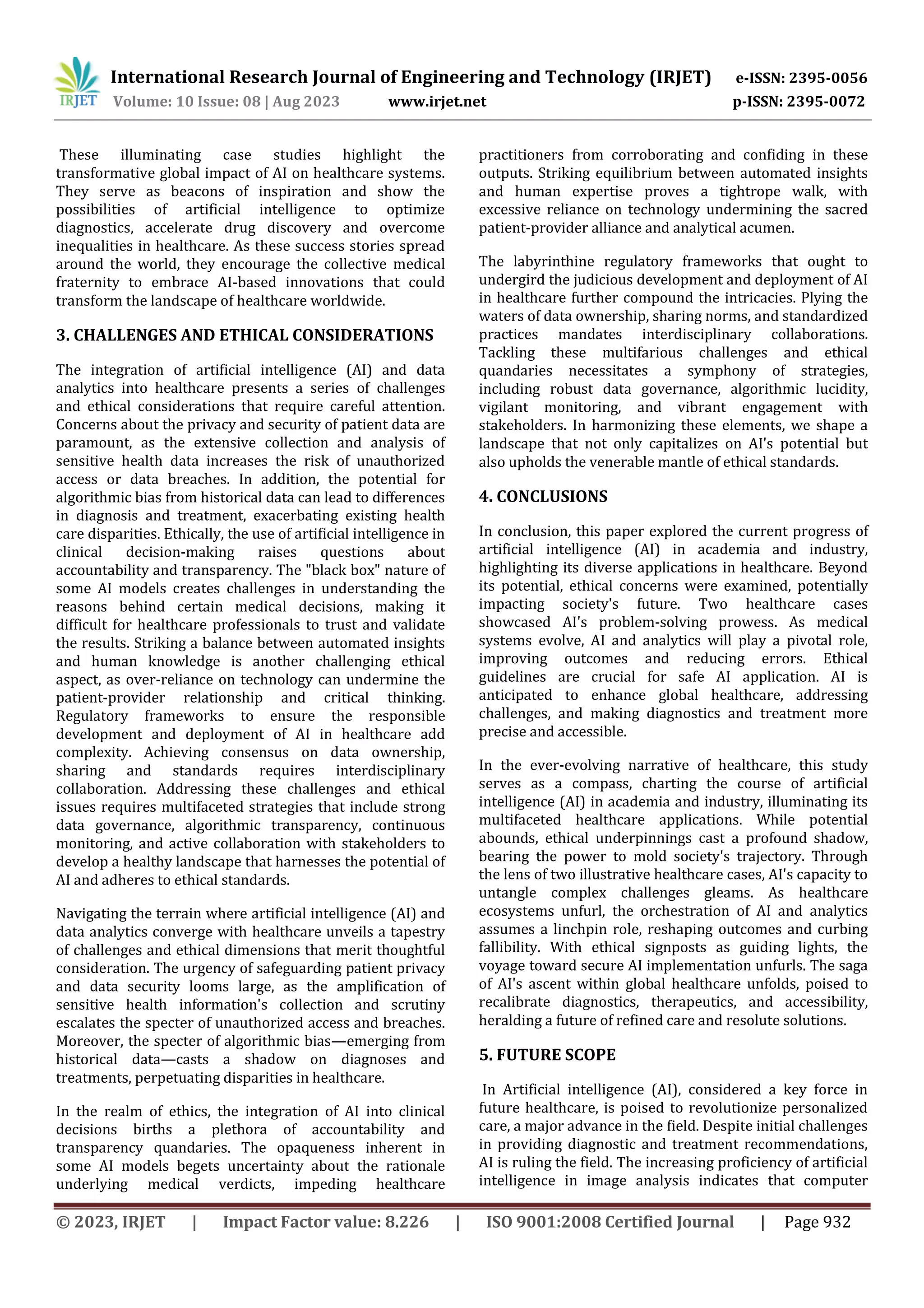 Data Analytics and Artificial Intelligence in Healthcare Industry | PDF