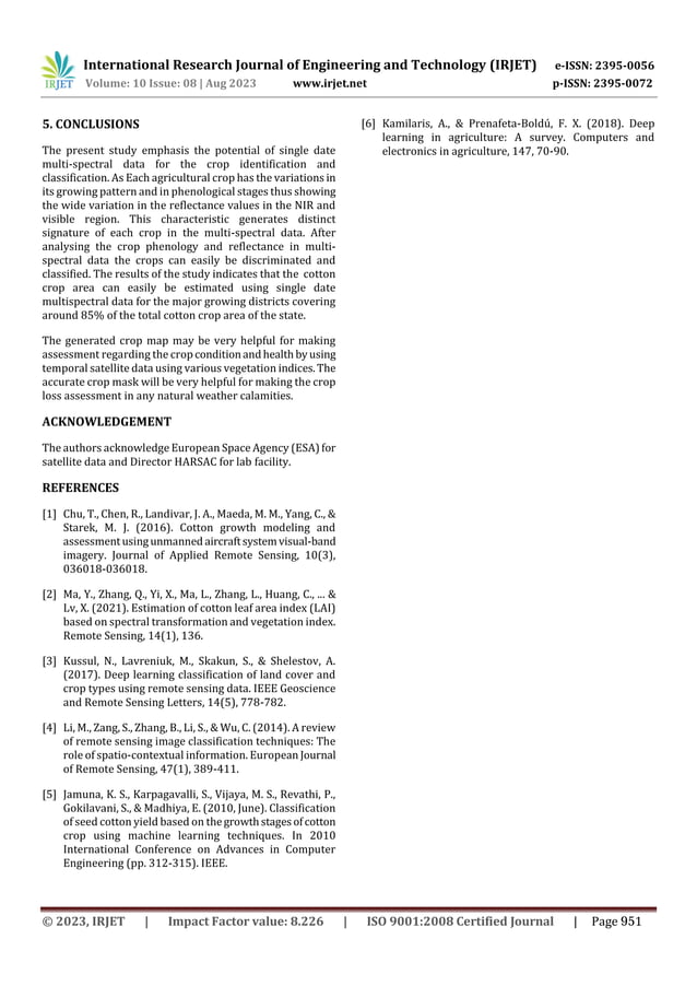 Identification Discrimination And Classification Of Cotton Crop By