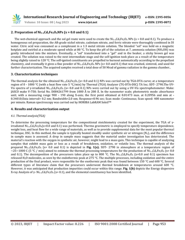 Sol-gel auto-combustion produced gamma irradiated Ni1-xCdxFe2O4 ...