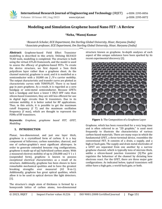 Modeling and Simulation Graphene based Nano FET : A Review | PDF