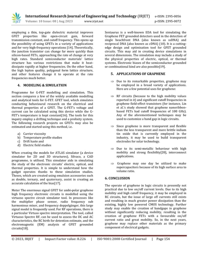 Modeling and Simulation Graphene based Nano FET : A Review | PDF
