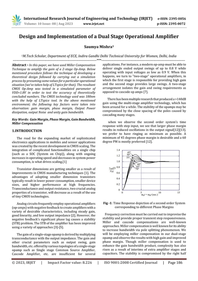 Design and Implementation of a Dual Stage Operational Amplifier | PDF
