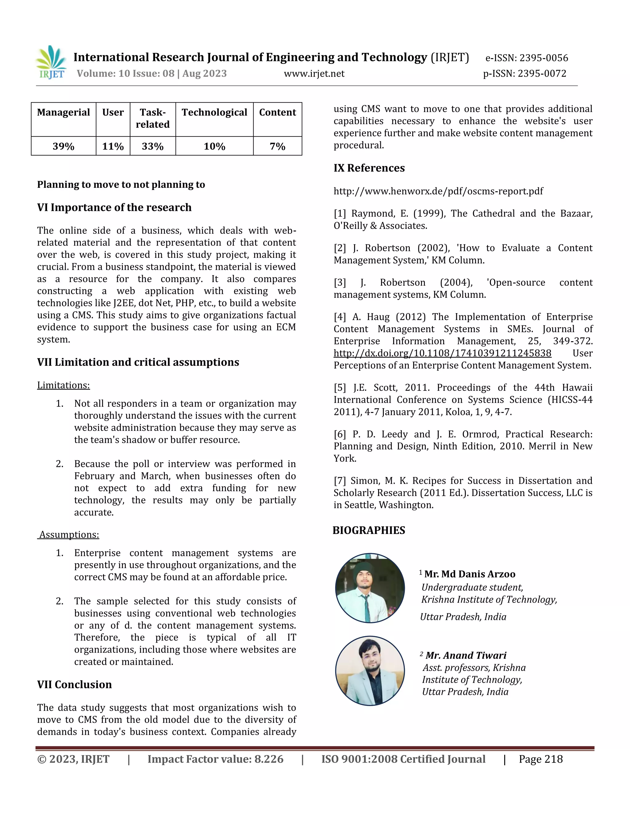 Research study on content management systems (CMS): issues with the ...