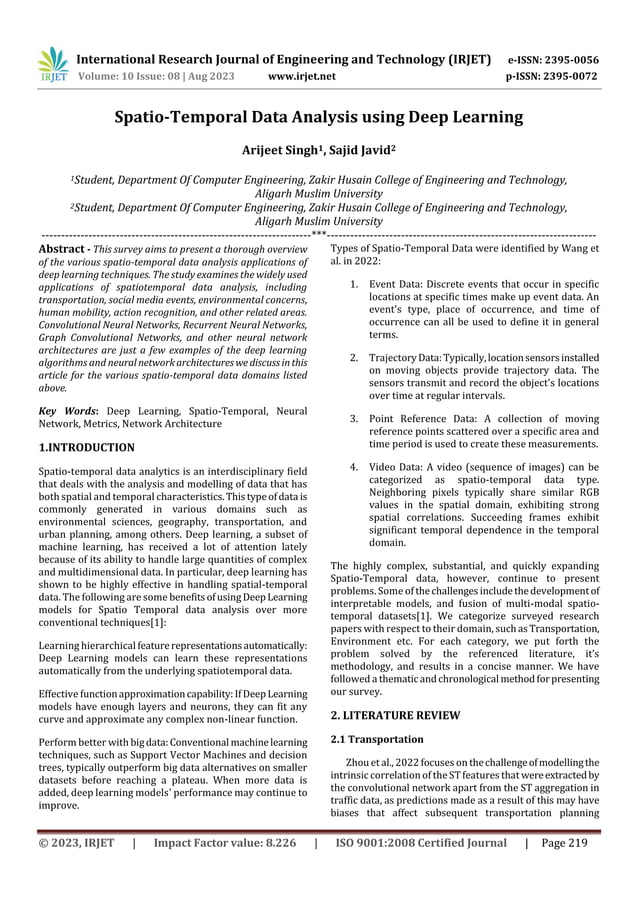 Spatio Temporal Data Analysis Using Deep Learning Pdf