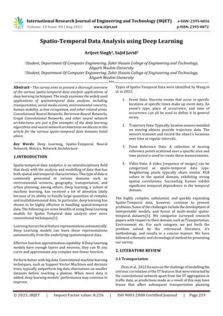 Spatio-Temporal Data Analysis using Deep Learning | PDF