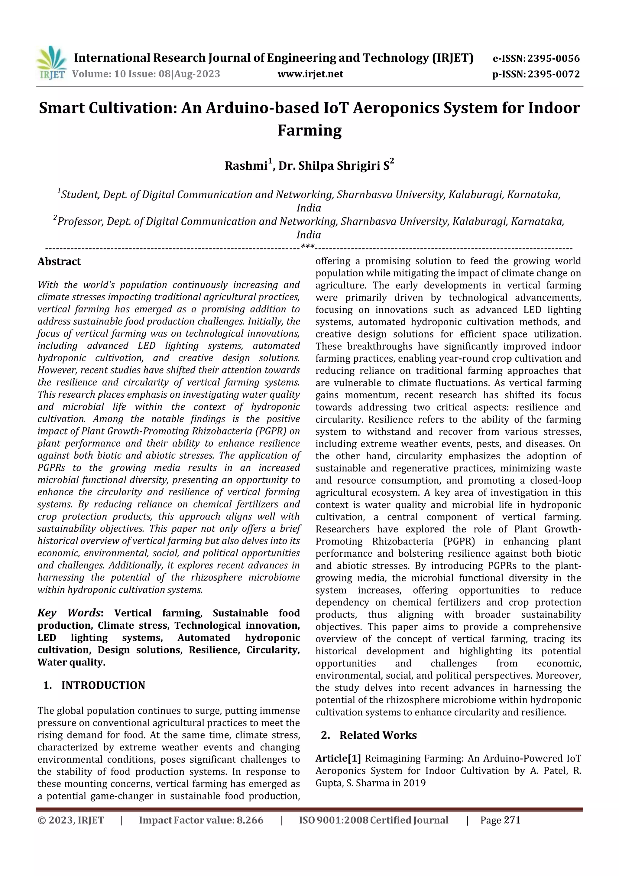 Smart Cultivation: An Arduino-based IoT Aeroponics System for Indoor ...