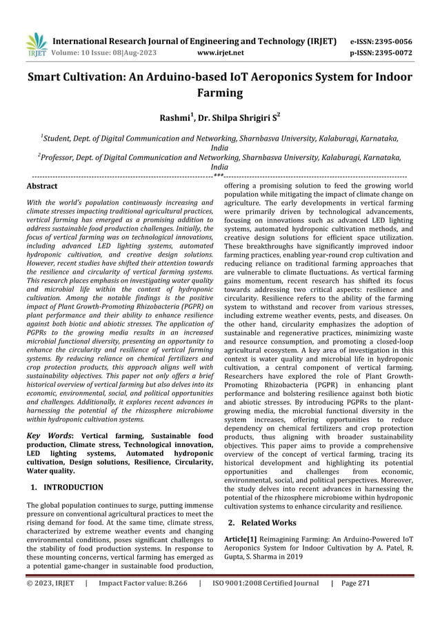Smart Cultivation: An Arduino-based IoT Aeroponics System for Indoor ...
