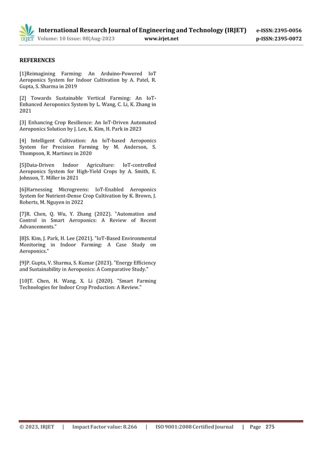 Smart Cultivation: An Arduino-based IoT Aeroponics System for Indoor ...