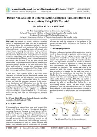 Design And Analysis of Different Artificial Human Hip Stems Based on ...