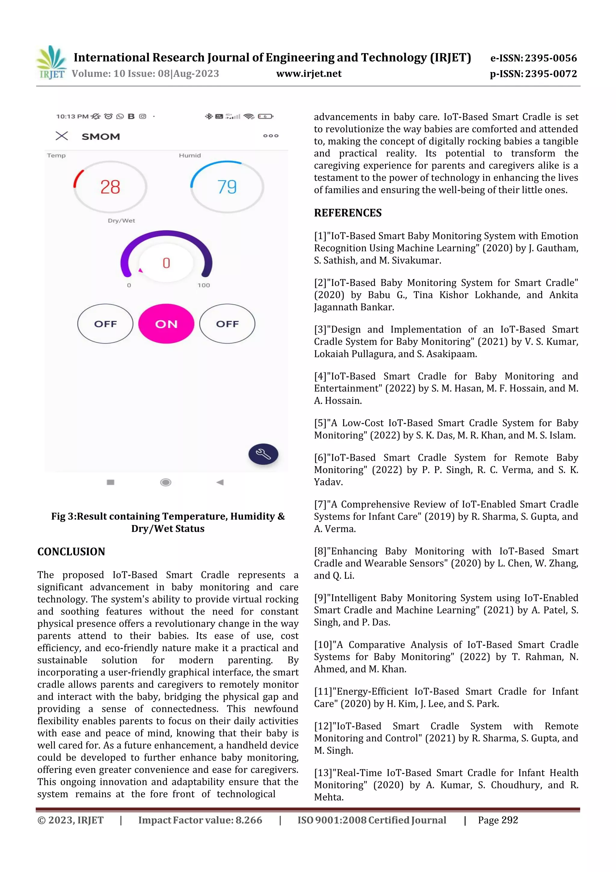 Enhanced Baby Monitoring: IoT-driven Smart Cradle System | PDF