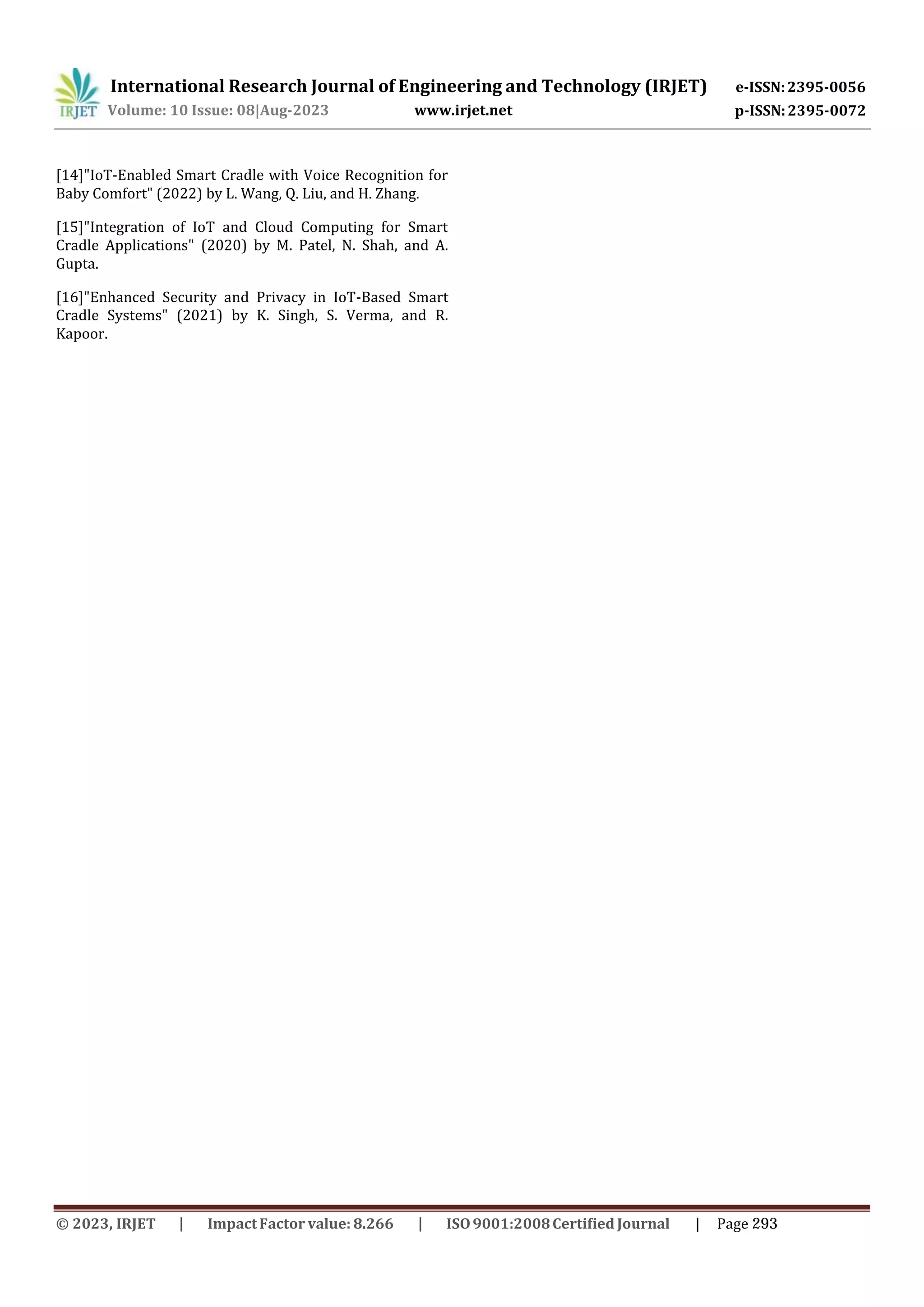 Enhanced Baby Monitoring: IoT-driven Smart Cradle System | PDF