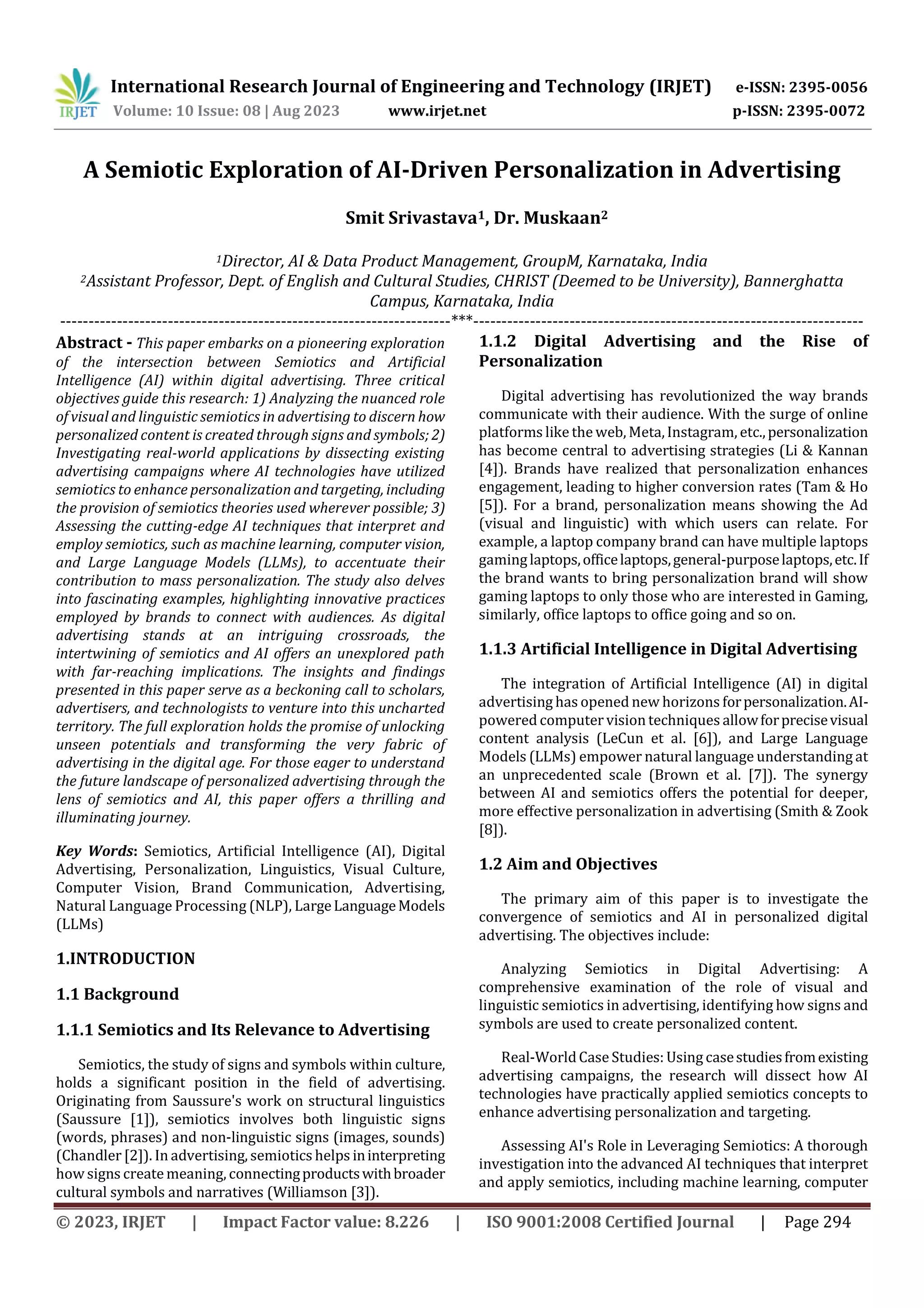 A Semiotic Exploration of AI-Driven Personalization in Advertising | PDF