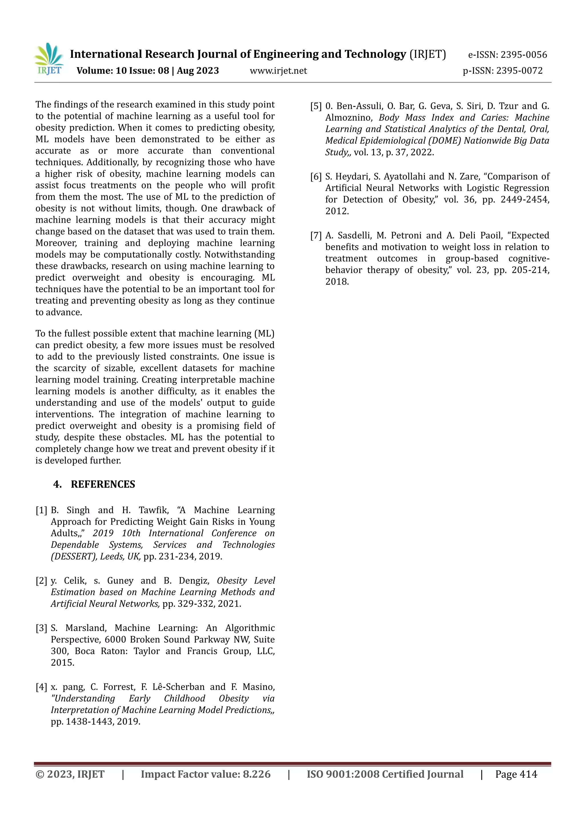 "Predictive Modelling for Overweight and Obesity: Harnessing Machine Learning Methods | PDF ...