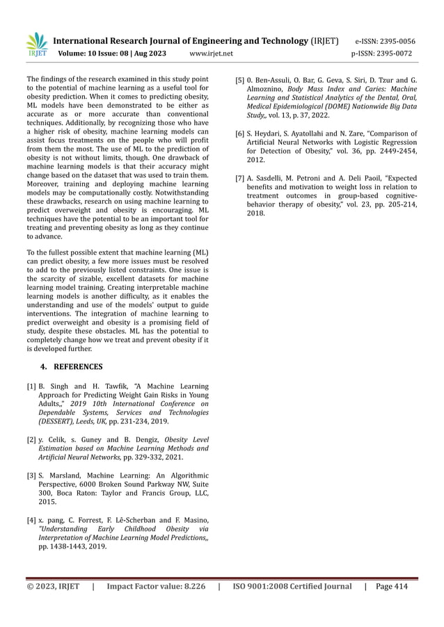 "Predictive Modelling for Overweight and Obesity: Harnessing Machine Learning Methods | PDF ...