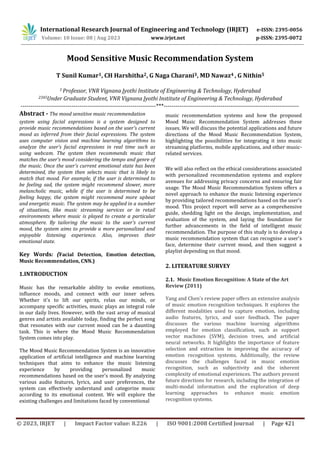 Mood Sensitive Music Recommendation System | PDF