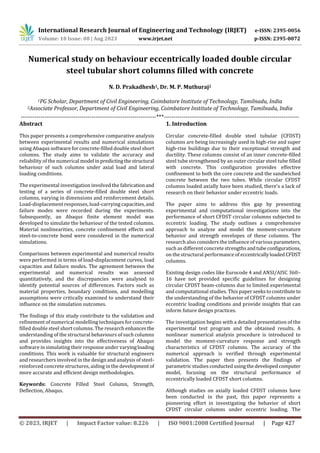 Numerical study on behaviour eccentrically loaded double circular steel ...