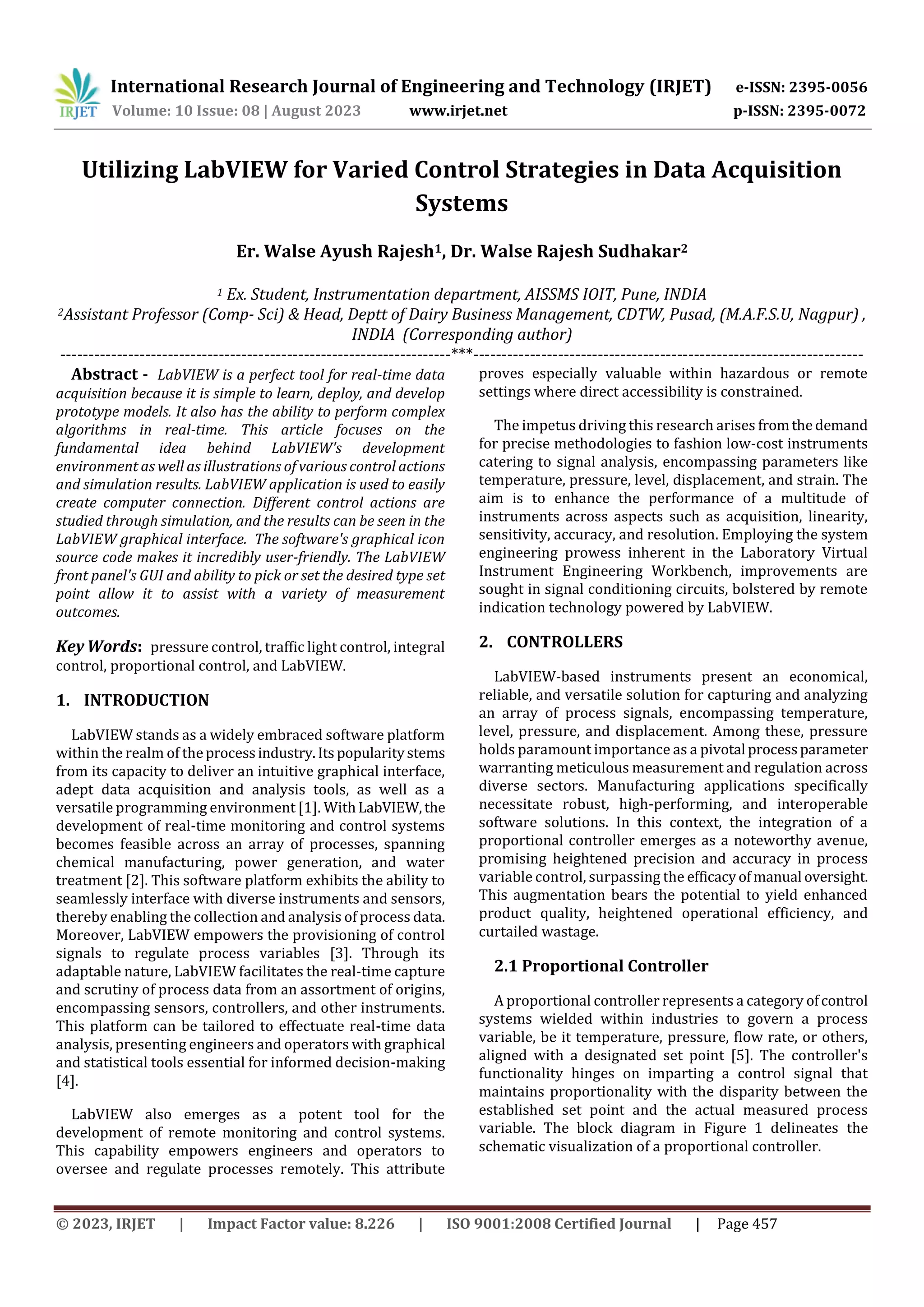 Utilizing LabVIEW for Varied Control Strategies in Data Acquisition Systems | PDF