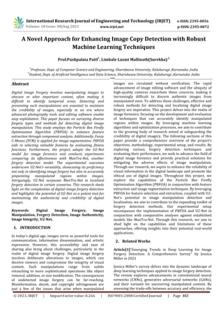 A Novel Approach for Enhancing Image Copy Detection with Robust Machine Learning Techniques ...