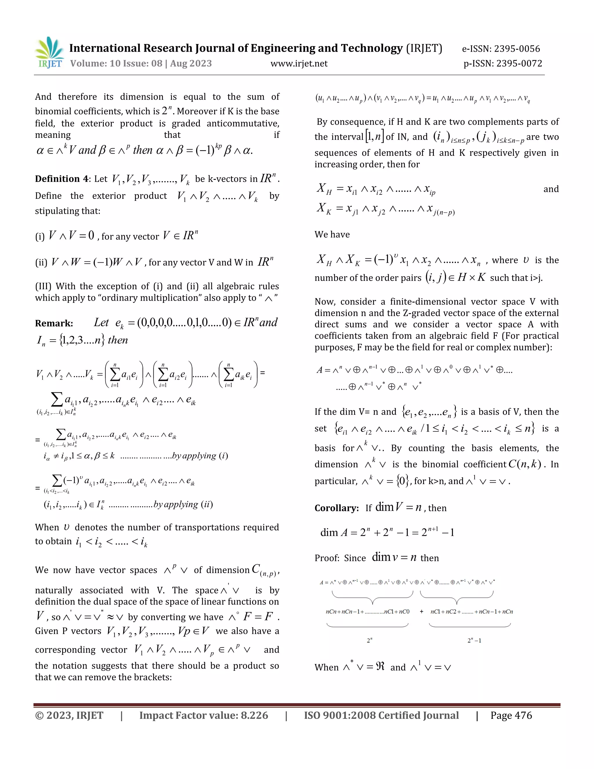 CONSTRUCTION OF NONASSOCIATIVE GRASSMANN ALGEBRA | PDF