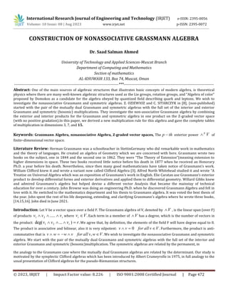 CONSTRUCTION OF NONASSOCIATIVE GRASSMANN ALGEBRA | PDF