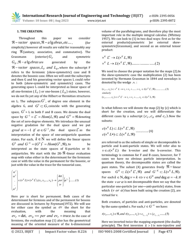 CONSTRUCTION OF NONASSOCIATIVE GRASSMANN ALGEBRA | PDF