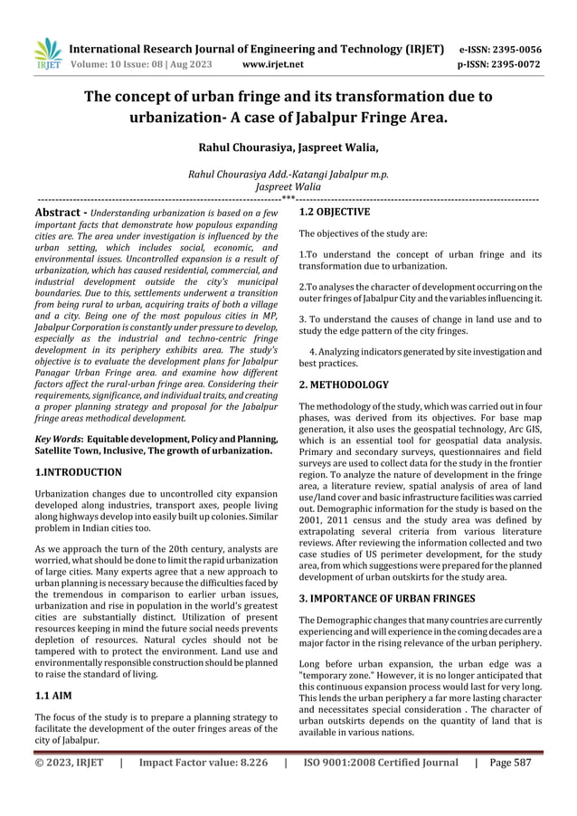 The concept of urban fringe and its transformation due to urbanization ...