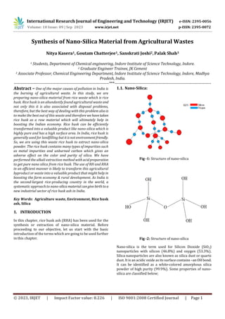 Synthesis of Nano-Silica Material from Agricultural Wastes | PDF